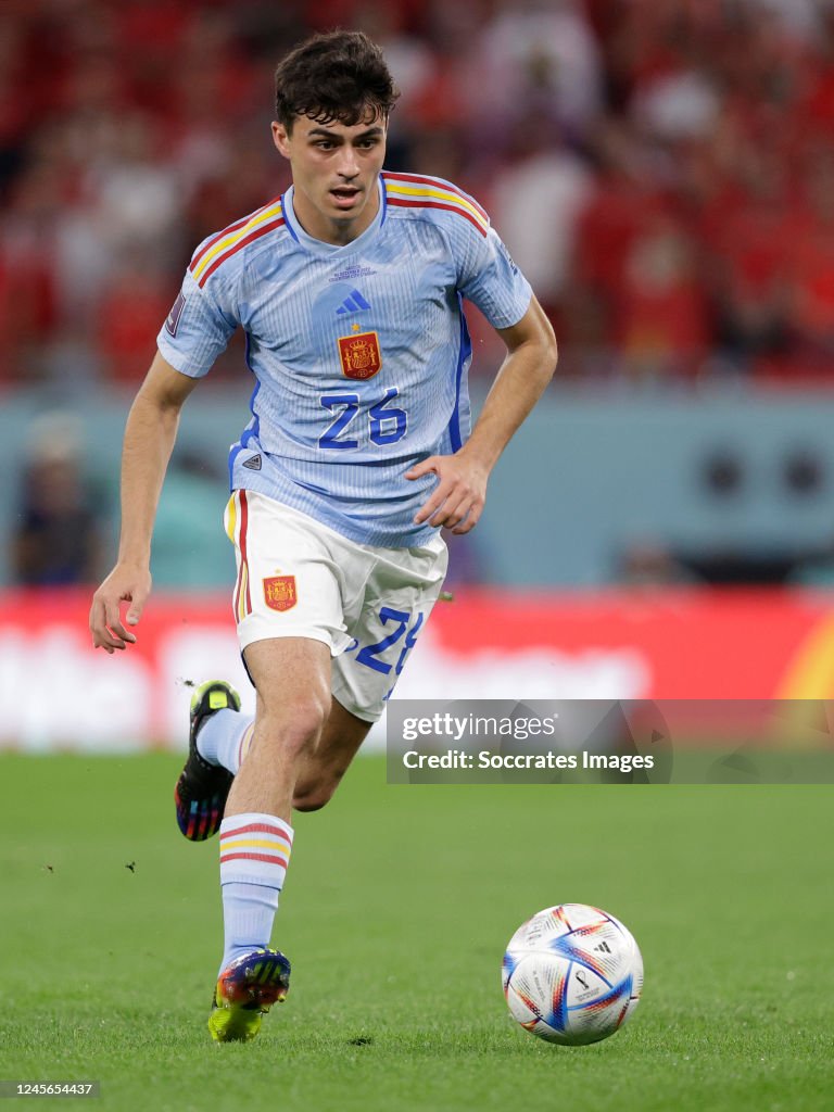 Pedri of Spain during the World Cup match between Morocco v Spain at ... Pedri of Spain during the World Cup match between Morocco v Spain at ...