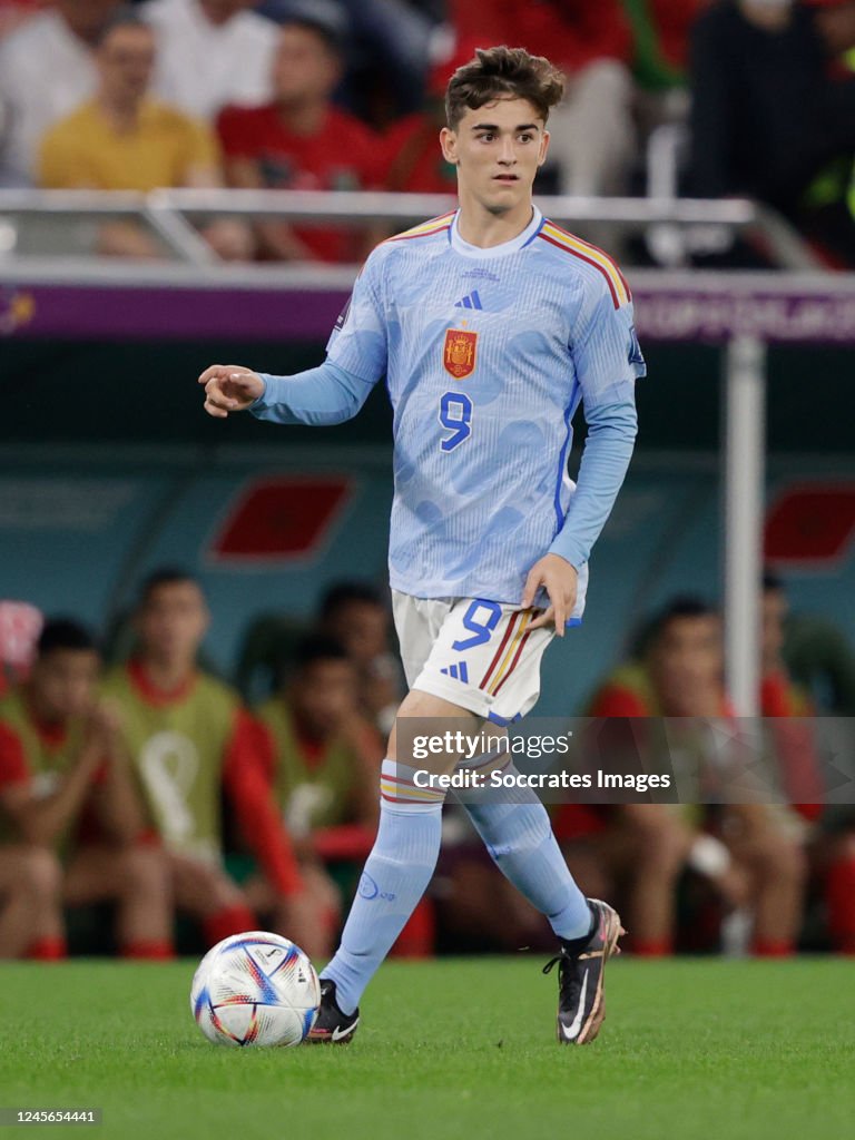 Gavi of Spain during the World Cup match between Morocco v Spain at ... Gavi of Spain during the World Cup match between Morocco v Spain at ...