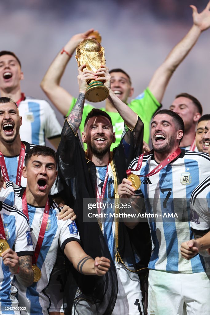 Lionel Messi Of Argentina Lifts The Fifa World Cup Trophy After News