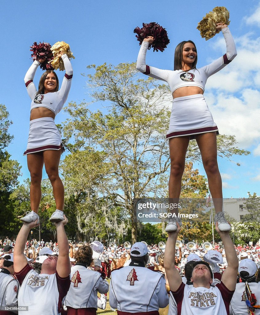 The Florida State University Cheerleaders Perform At A Battle Of The