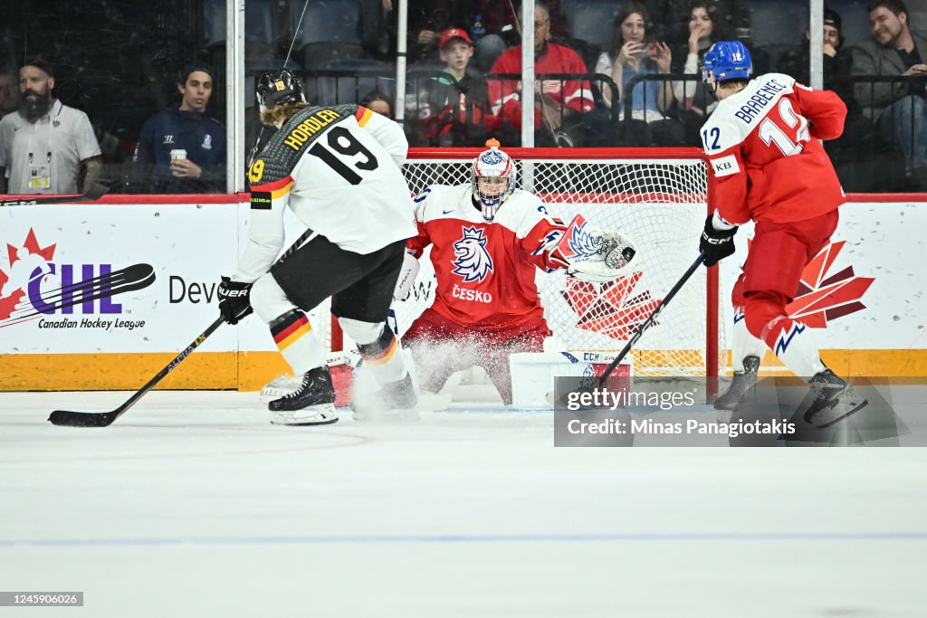 Goaltender Tomas Suchanek of Team Czechia gloves the puck during the ... Goaltender Tomas Suchanek of Team Czechia gloves the puck during the ...