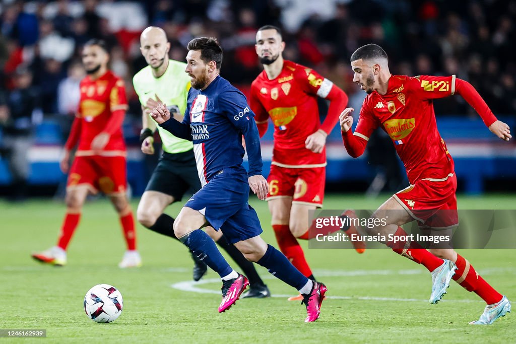 Lionel Messi Of Paris Saint Germain Is Chased By Farid El Melali Of