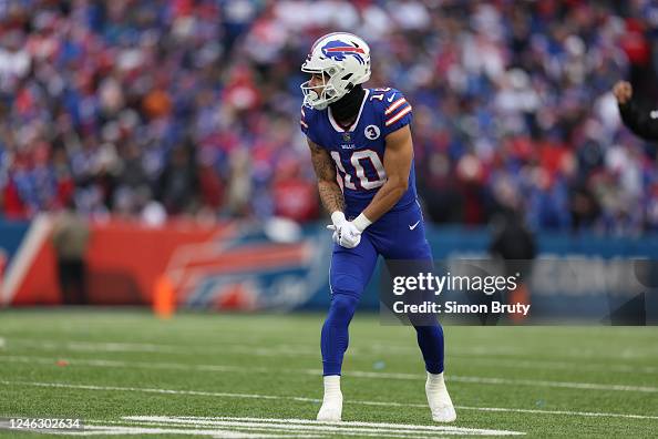 Buffalo Bills Khalil Shakir in action, lines up for a play vs. New ... Buffalo Bills Khalil Shakir in action, lines up for a play vs. New ...