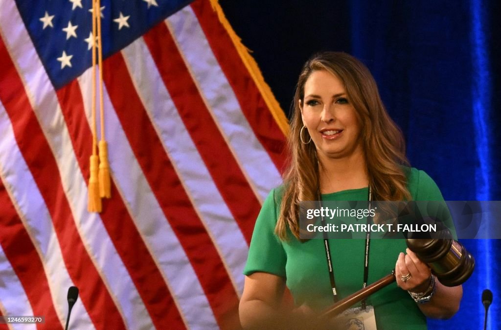 Ronna Mcdaniel Chairwoman Of The Republican Party Holds The Gavel At