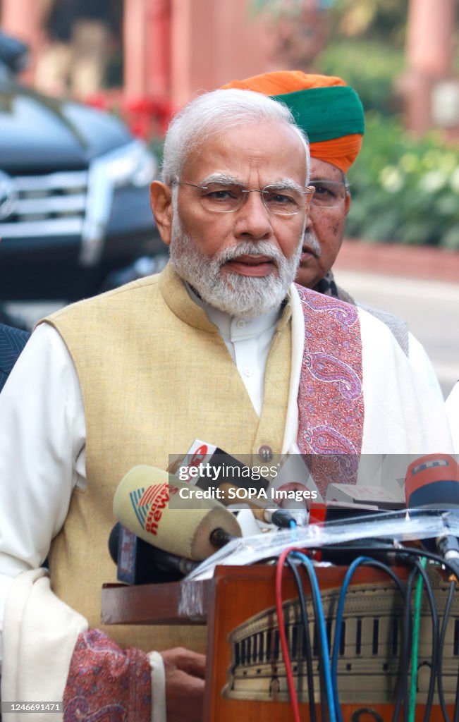Indias Prime Minister Narendra Modi Addresses The Media On The First