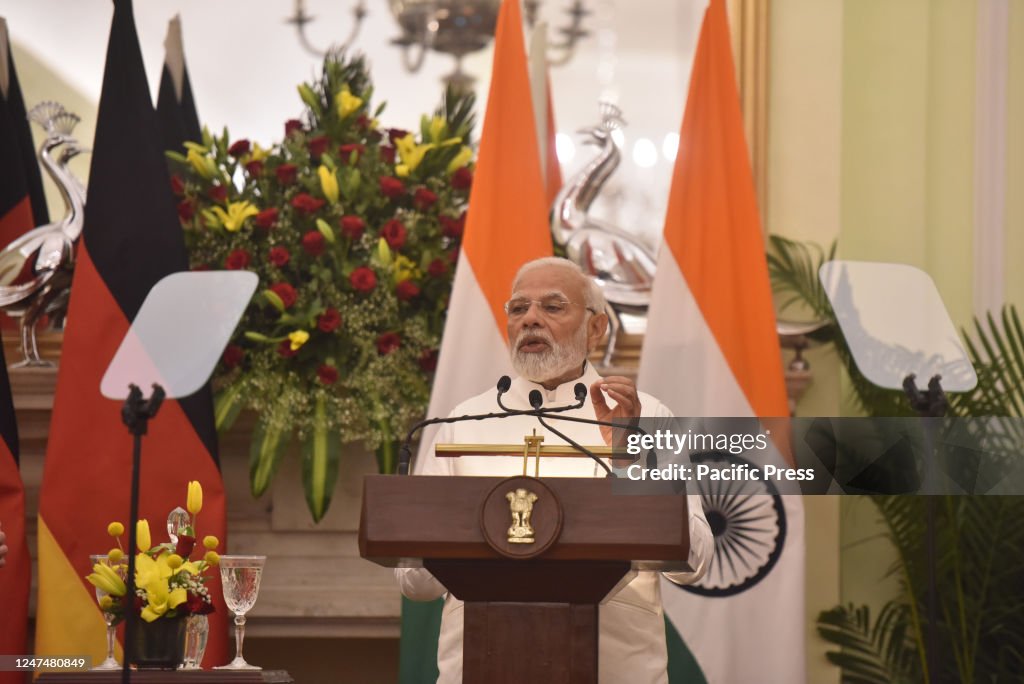 Prime Minister Narendra Modi During A Media Interaction After Meeting