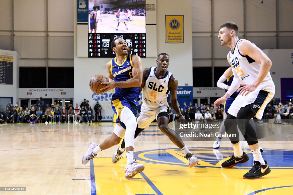 Jerome Robinson Of The Santa Cruz Warriors Drives Against The Salt