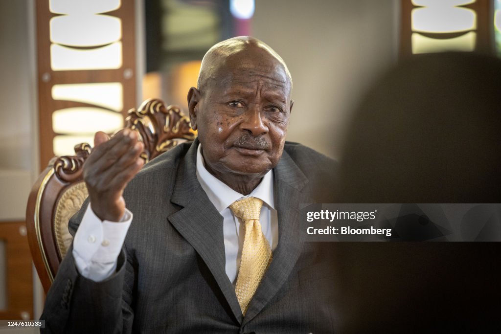 Yoweri Museveni Ugandas President During An Interview In Pretoria