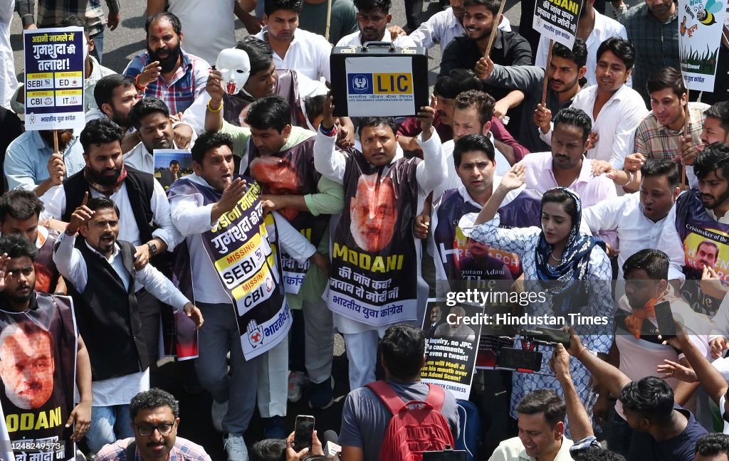 Indian Youth Congress Protest Against Adani Group Demanding Jpc Probe