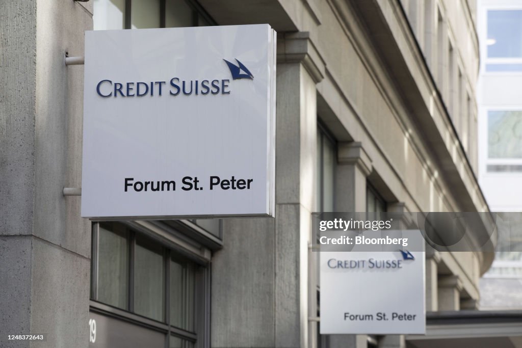 Signs On The Exterior Of A Credit Suisse Group Ag Office In Zurich