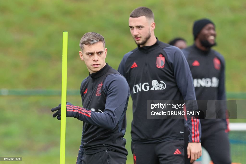 Belgium's Leandro Trossard and Belgium's Zeno Debast pictured during ... Belgium's Leandro Trossard and Belgium's Zeno Debast pictured during ...