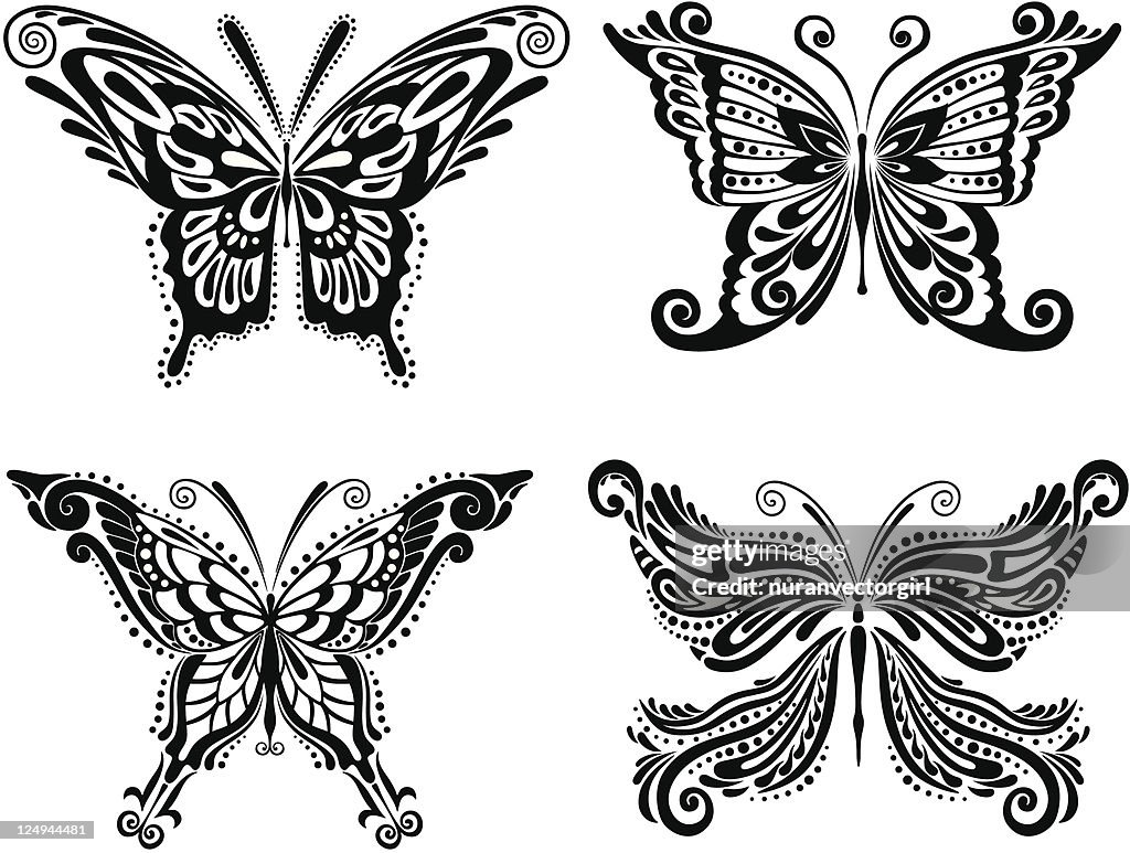 Beautiful Butterflies Silhouettes Set High Res Vector Graphic Getty