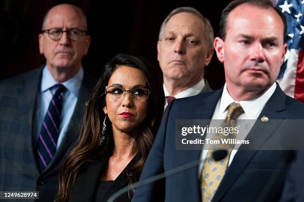 From Left Reps Dan Bishop R N C Lauren Boebert R Colo Andy