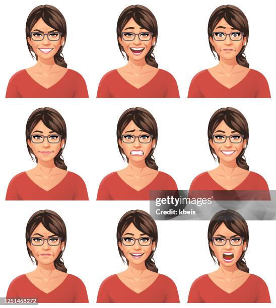 Young Woman With Glasses Portrait Emotions High Res Vector Graphic Getty Images