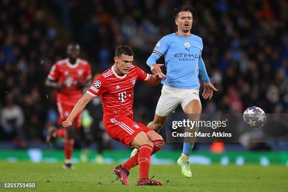 Benjamin Pavard Of Bayern Munich In Action With Jack Grealish Of