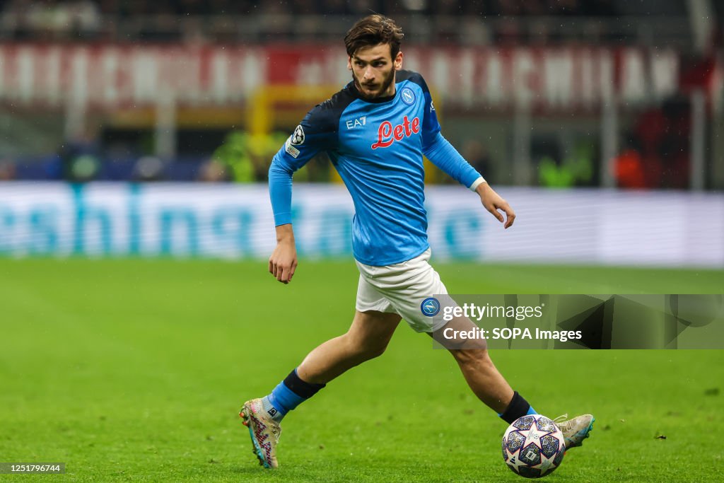 Khvicha Kvaratskhelia Of Ssc Napoli In Action During Uefa Champions