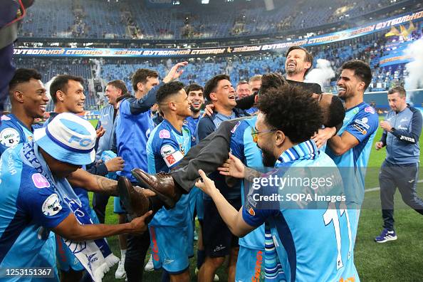Sergei Semak Head Coach Of Zenit Football Club Player Celebrates
