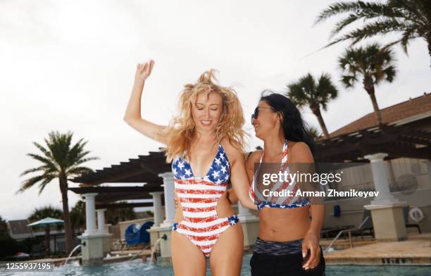 American Flag Bathing Suit Women Photos And Premium High Res Pictures
