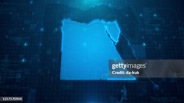 Map of Egypt on blue digital background 이미지 (1257570944) - 게티이미지뱅크