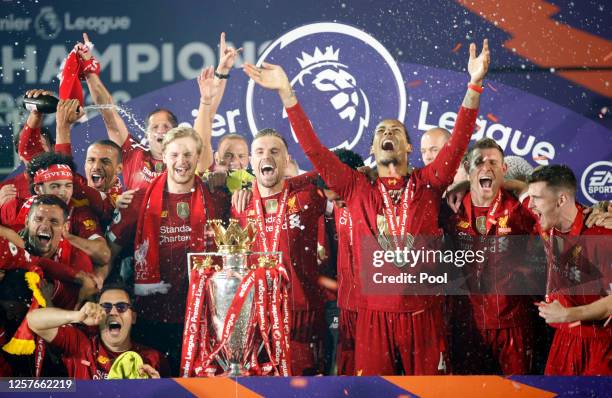 Liverpool Premier League Trophy Photos And Premium High Res Pictures