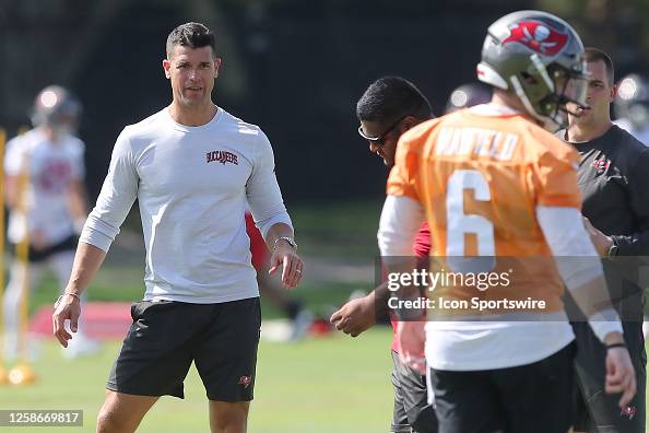 Tampa Bay Buccaneers Offensive Coordinator Dave Canales Watches His