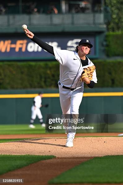 Detroit Tigers Starting Pitcher Reese Olson Warms Up Prior To The