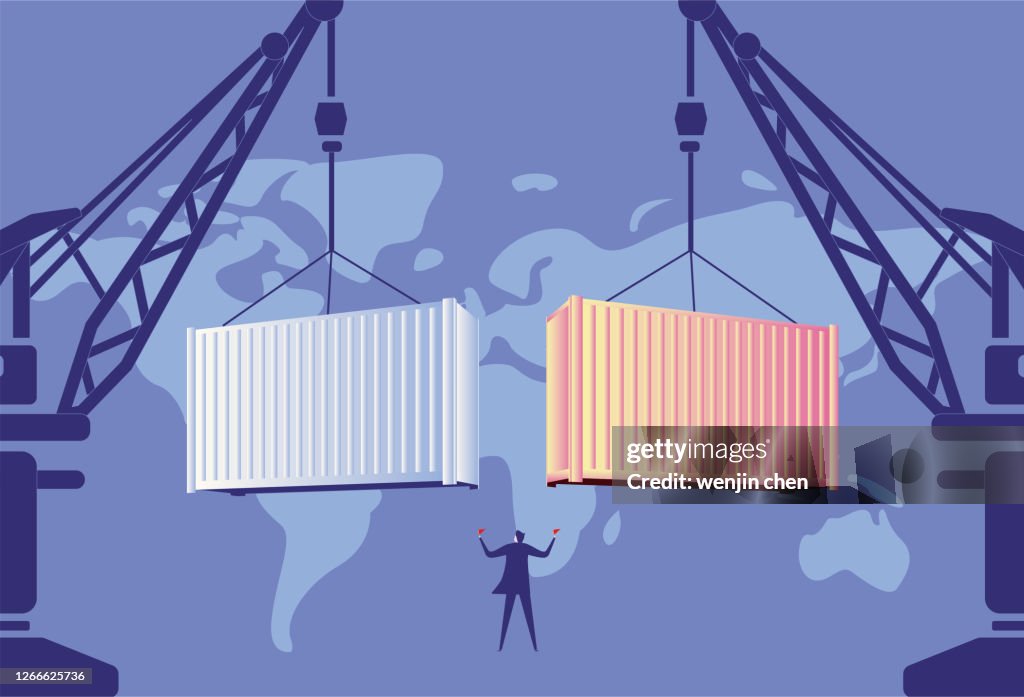Dock Crane Loading And Unloading Containers High-Res Vector Graphic ... Dock Crane Loading And Unloading Containers High-Res Vector Graphic ...
