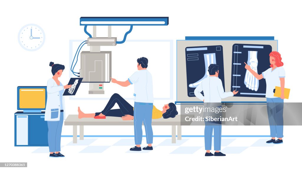 Medical Xray Test Of Leg Bone Fracture Injury In Hospital Room Flat ... Medical Xray Test Of Leg Bone Fracture Injury In Hospital Room Flat ...