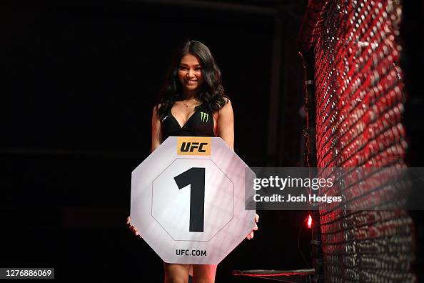 Octagon Girl Red Dela Cruz Poses During Ufc 253 Inside Flash Forum On