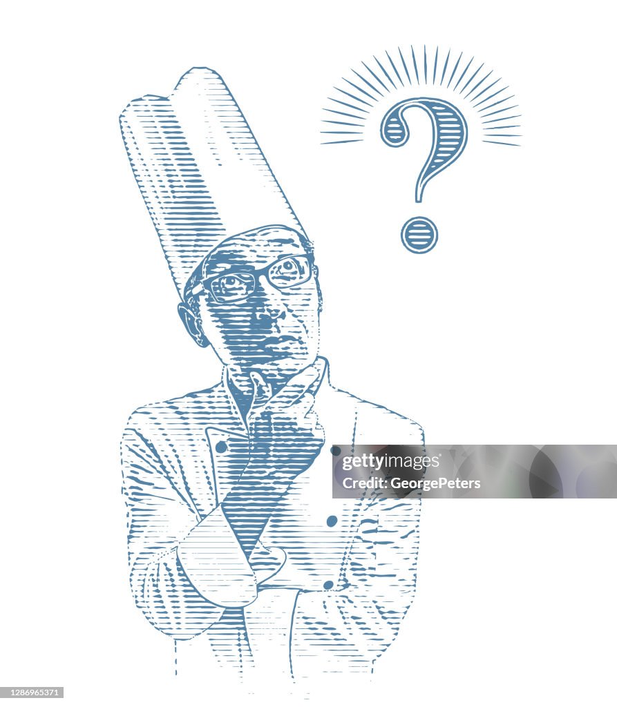 Male Chef Facing An Uncertain Future High-Res Vector Graphic - Getty Images Male Chef Facing An Uncertain Future High-Res Vector Graphic - Getty Images