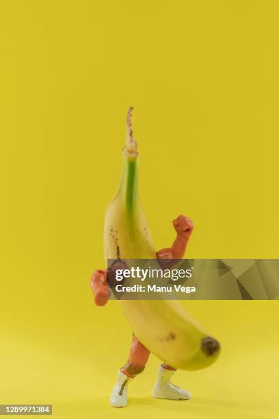 Raw Banana With Arms And Legs Doing A Fighting Pose High Res Stock
