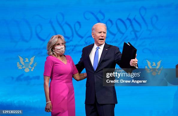 U S President Elect Joe Biden Embraces His Wife Dr Jill Biden After