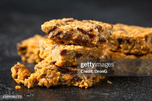 Healthy Protein Granola Flapjack Snack Bars With Seeds And Nuts High