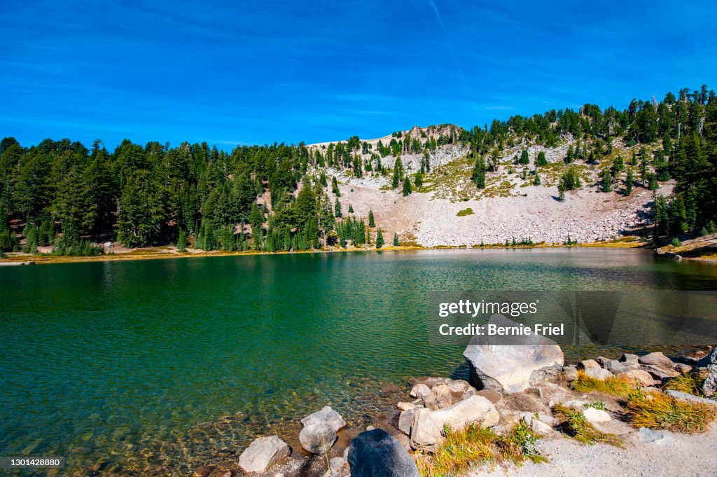 California Lassen Volcanic National Park Emerald Lake High Res Stock