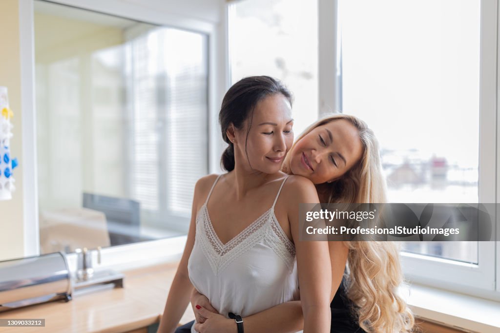Beautiful And Attractive Lesbians Are Having Fun And Embracing In