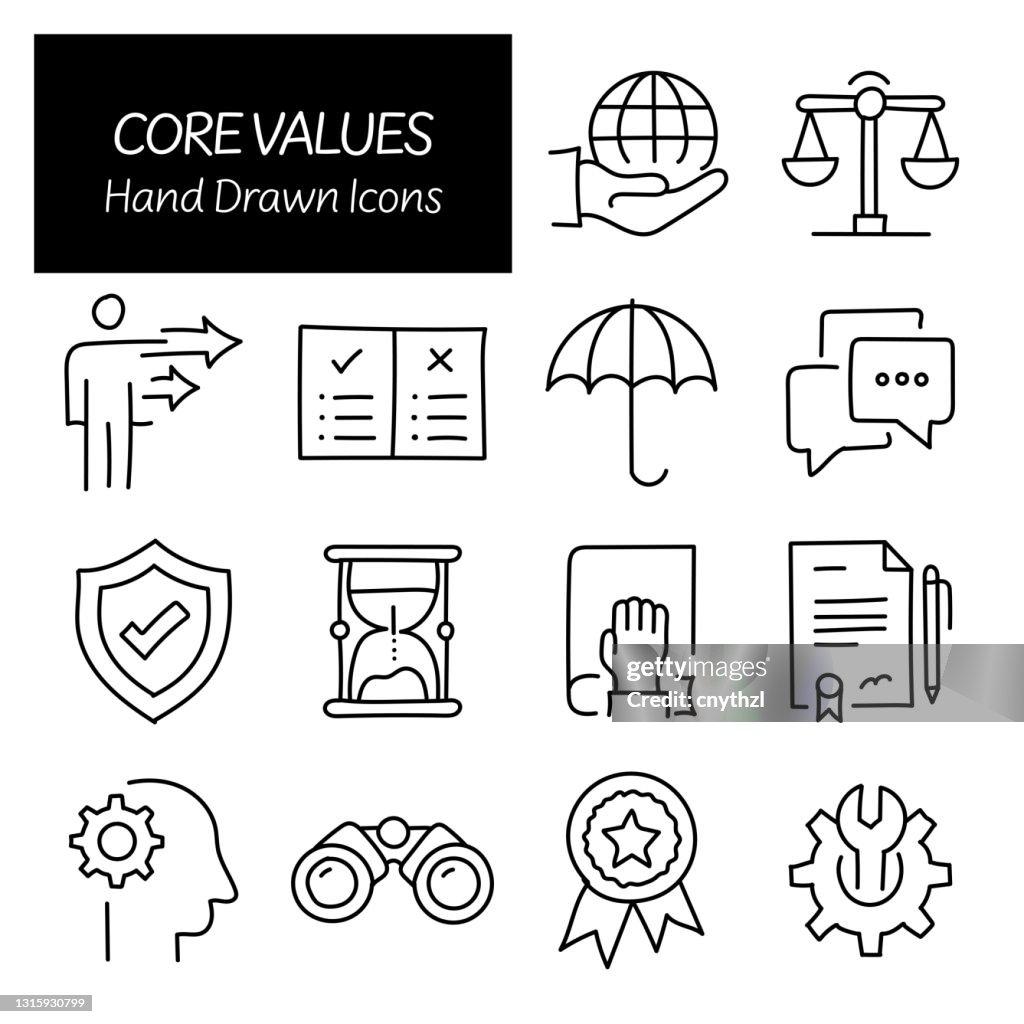 Core Values Related Hand Drawn Icons Doodle Elements Vector ... Core Values Related Hand Drawn Icons Doodle Elements Vector ...