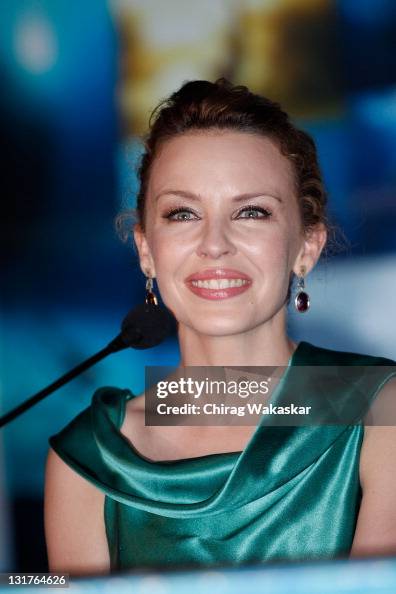 International pop star Kylie Minogue attends the press conference for ... International pop star Kylie Minogue attends the press conference for ...