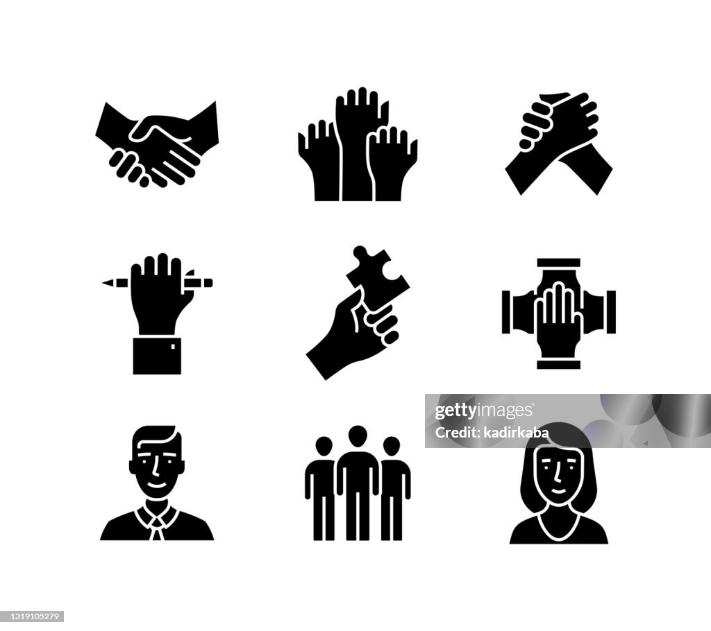 Collaboration Related Vector Line Icons Outline Symbol Collection And