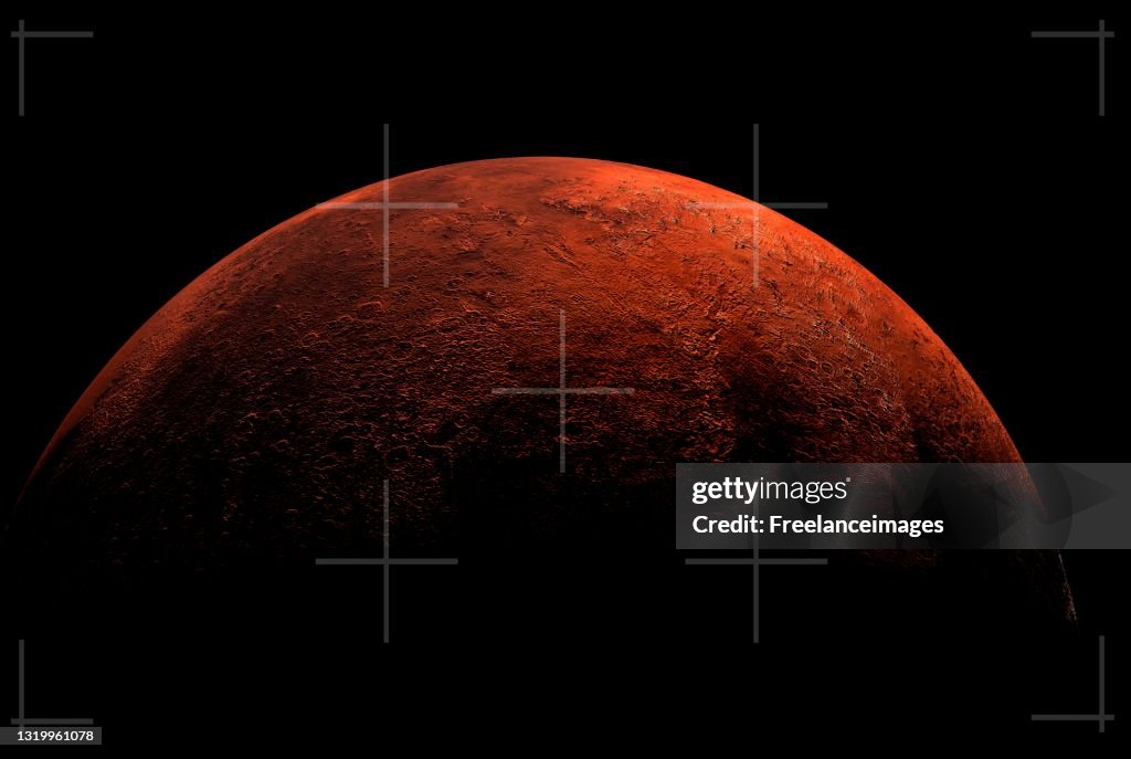 Conceptual Look At The Planet Mars From Space With Camera Cross Hairs