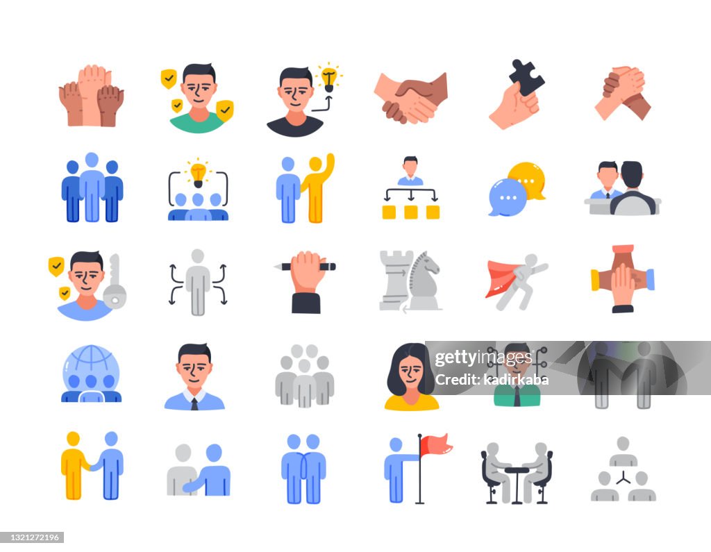 Collaboration Related Vector Line Icons Outline Symbol Collection And