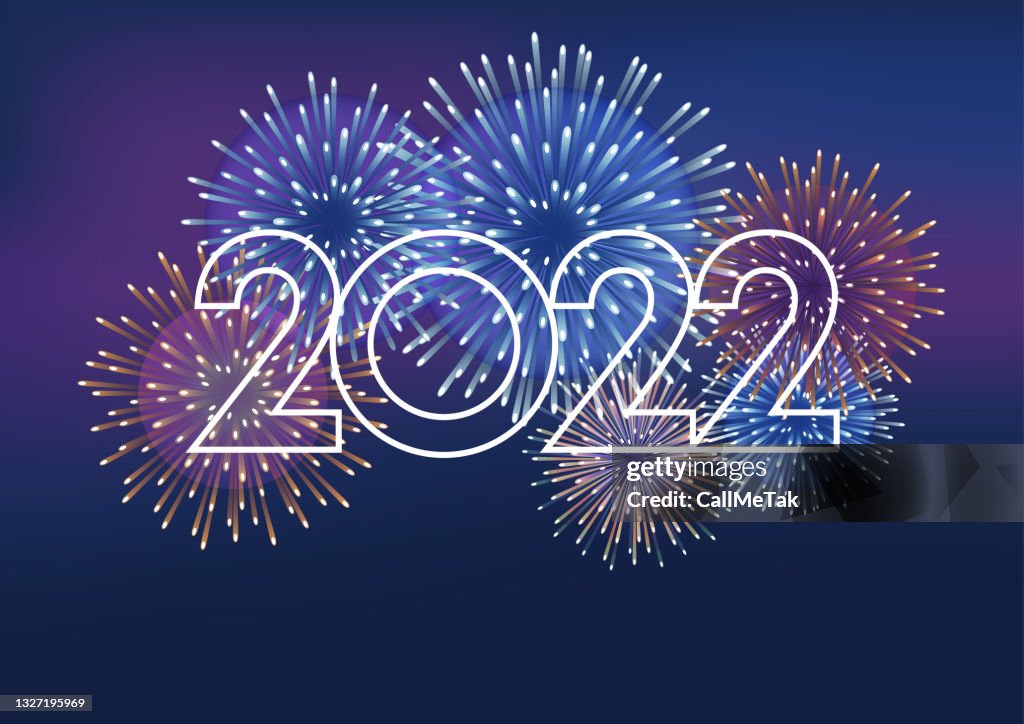 The Year 2022 Logo And Fireworks With Text Space On A Dark Background ... The Year 2022 Logo And Fireworks With Text Space On A Dark Background ...