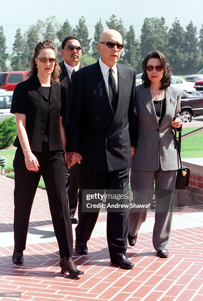 Actor Michael Ansara Walks With His Wife Beverly Right And His Late
