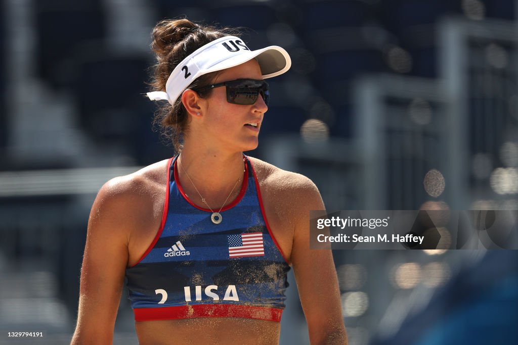 Sarah Sponcil Of Team Usa Womens Beach Volleyball Looks On During News Photo Getty Images