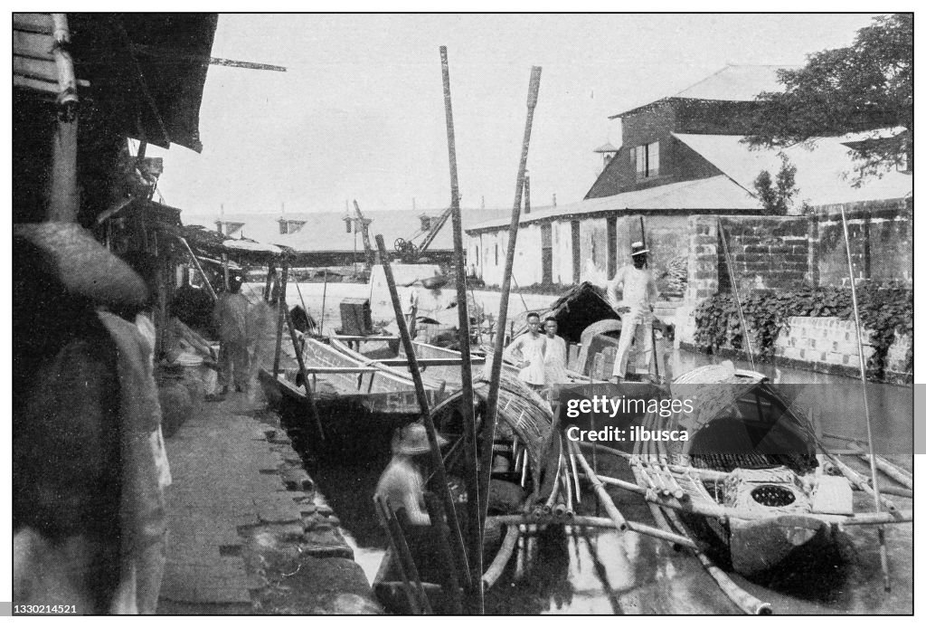 Antique Black And White Photograph Pasig River Manila Philippines High ... Antique Black And White Photograph Pasig River Manila Philippines High ...