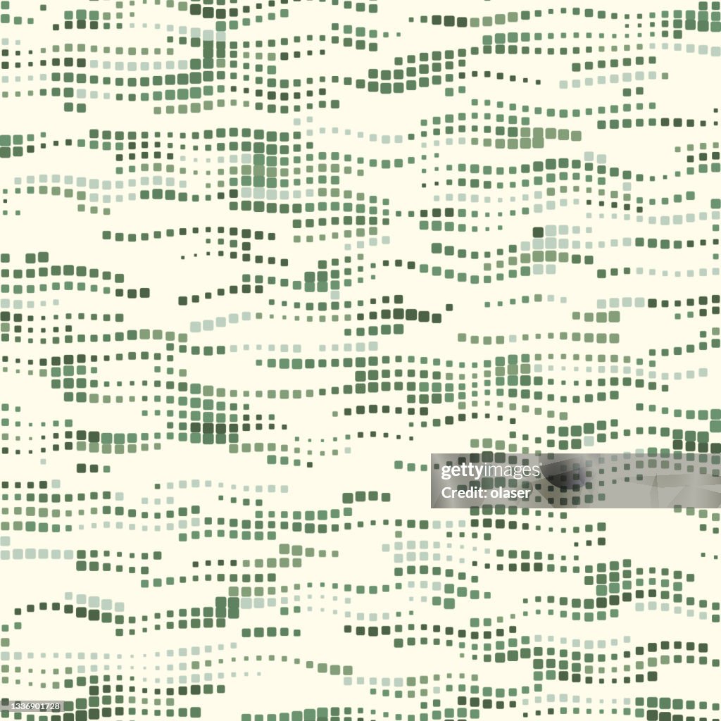 Green Color Squares In Uneven Matrix Grid Pattern With Gaps Offset By