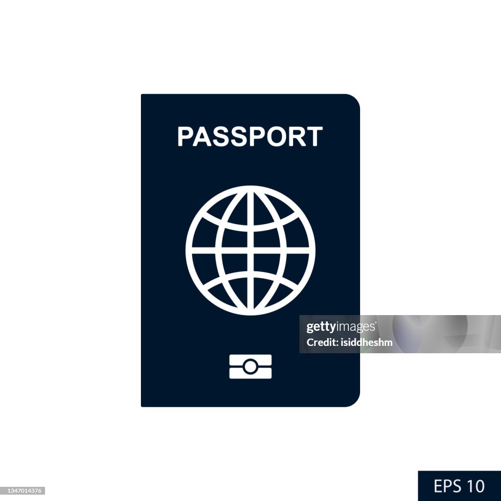 Passport Vector Icon With Biometric Passport Symbol In Flat Style