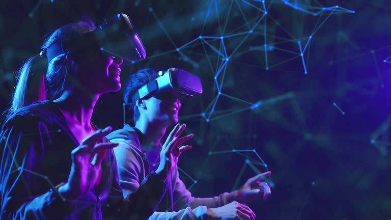 Metaverse Vr Virtual Reality Game Playing Man And Woman Play Metaverse