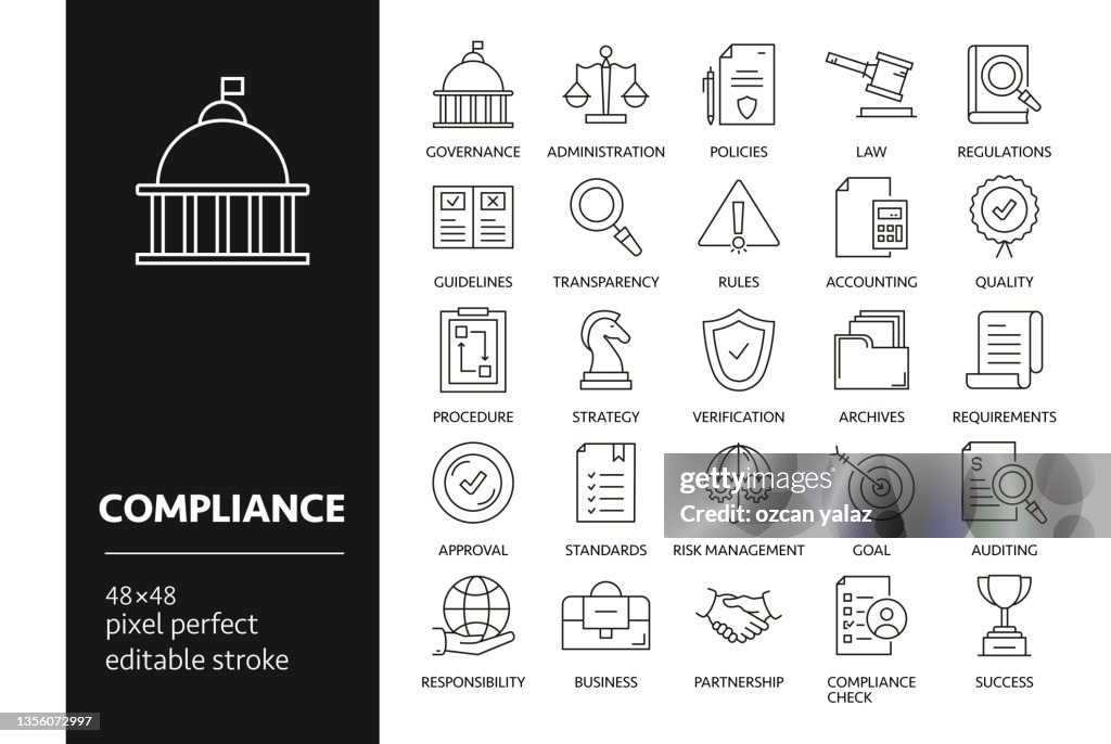 Compliance Line Icon Set High Res Vector Graphic Getty Images