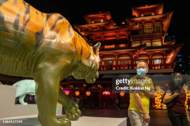 Year of the Tiger decorations before Buddha Tooth Relic Temple ...