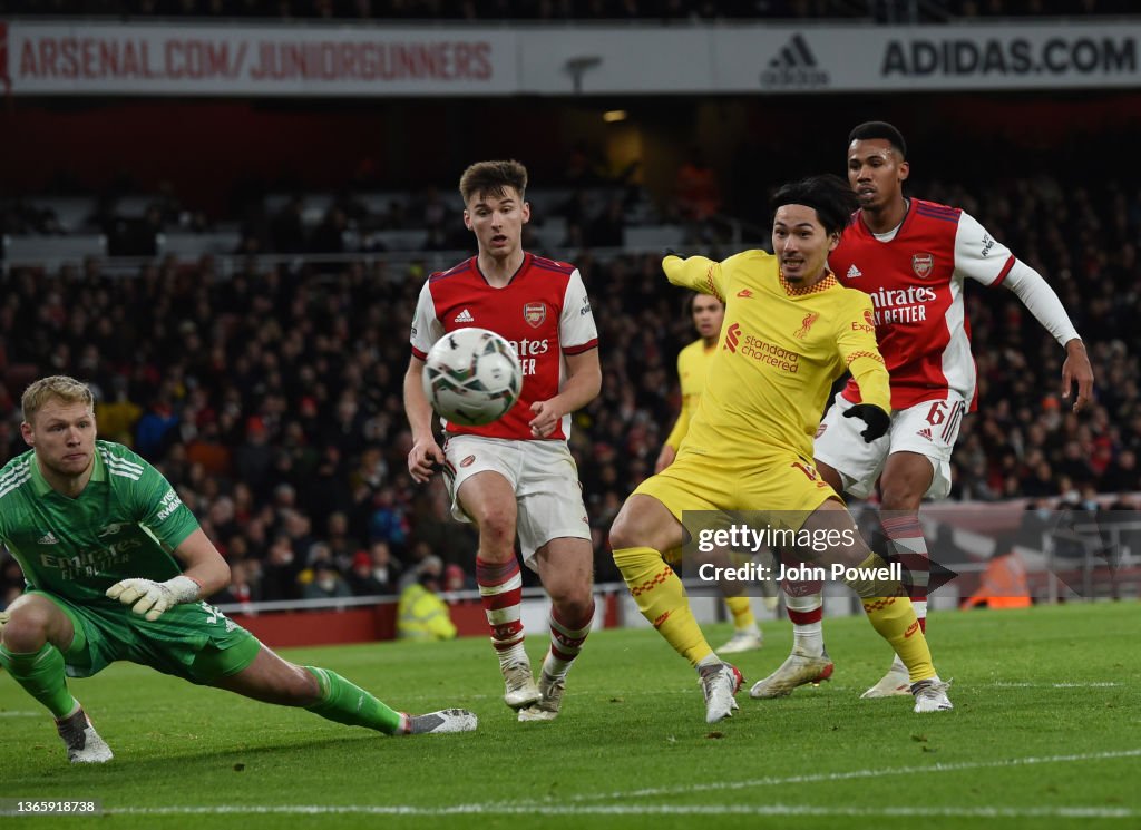 Takumi Minamino Of Liverpool During The Carabao Cup Semi Final Second